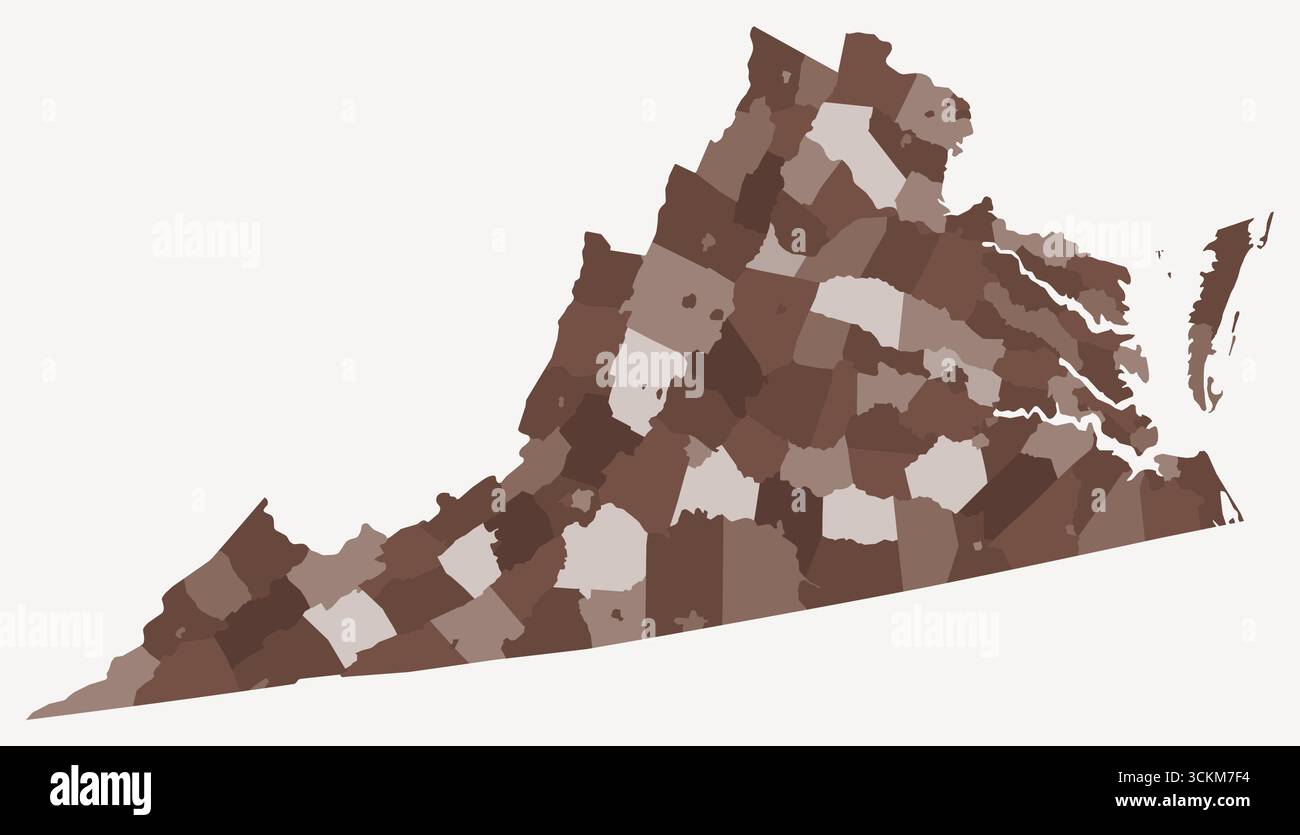 Map of Virginia with counties. Just a simple state border map with ...