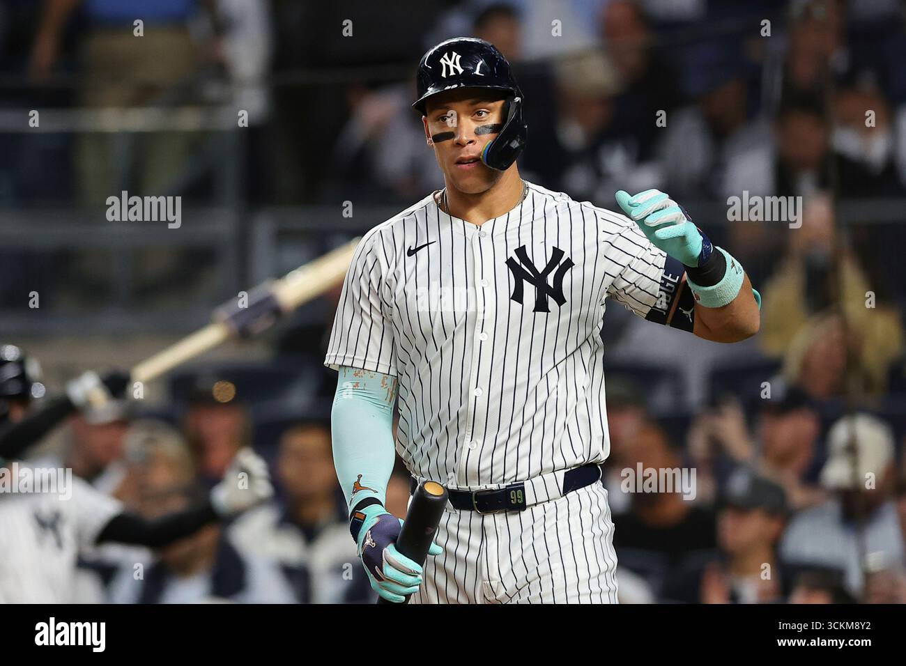 BRONX, NY - SEPTEMBER 09: Aaron Judge #99 of the New York Yankees at ...