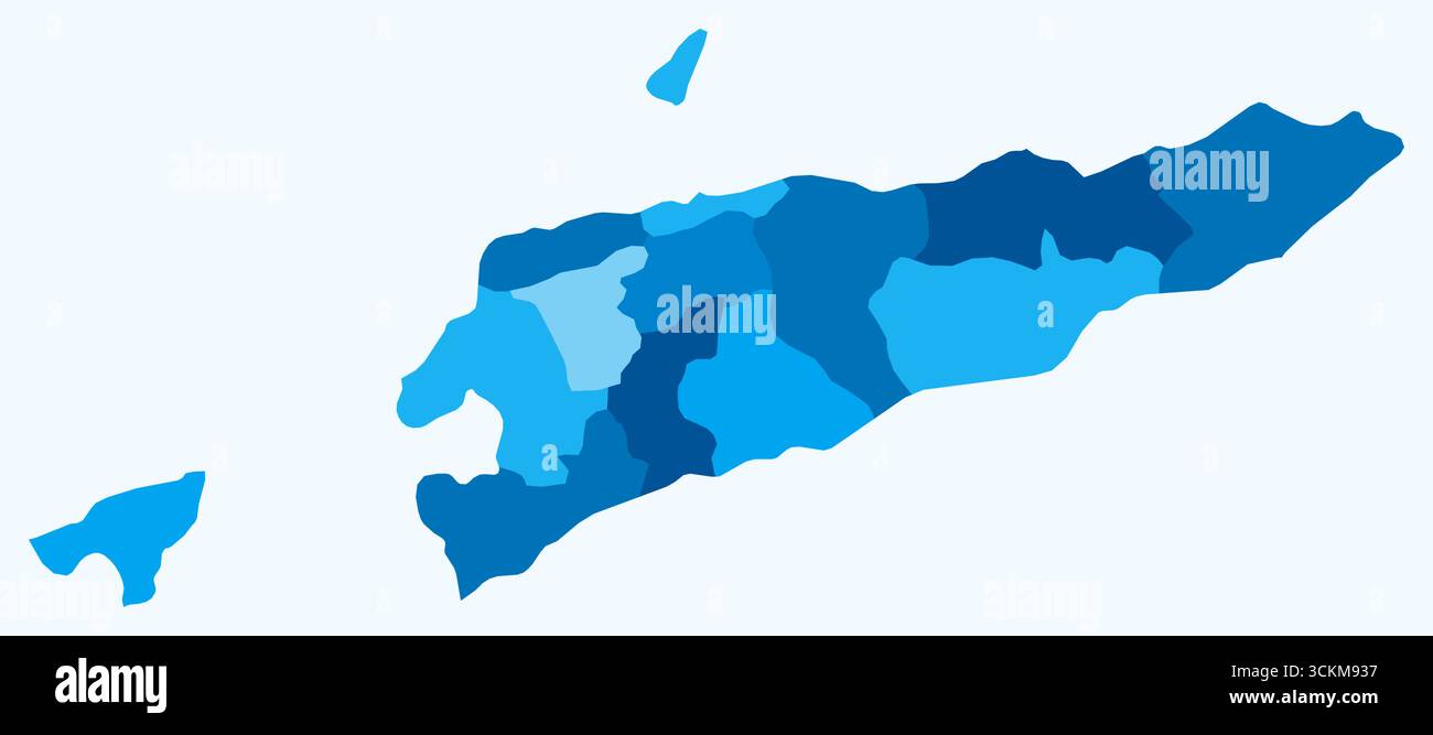 Map of Timor-Leste with regions. Just a simple country border map with region division. Light ...