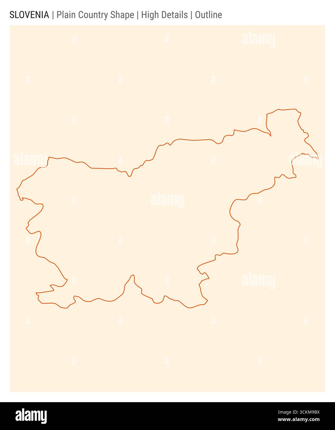 Slovenia plain country map. High details. Outline style. Shape of ...