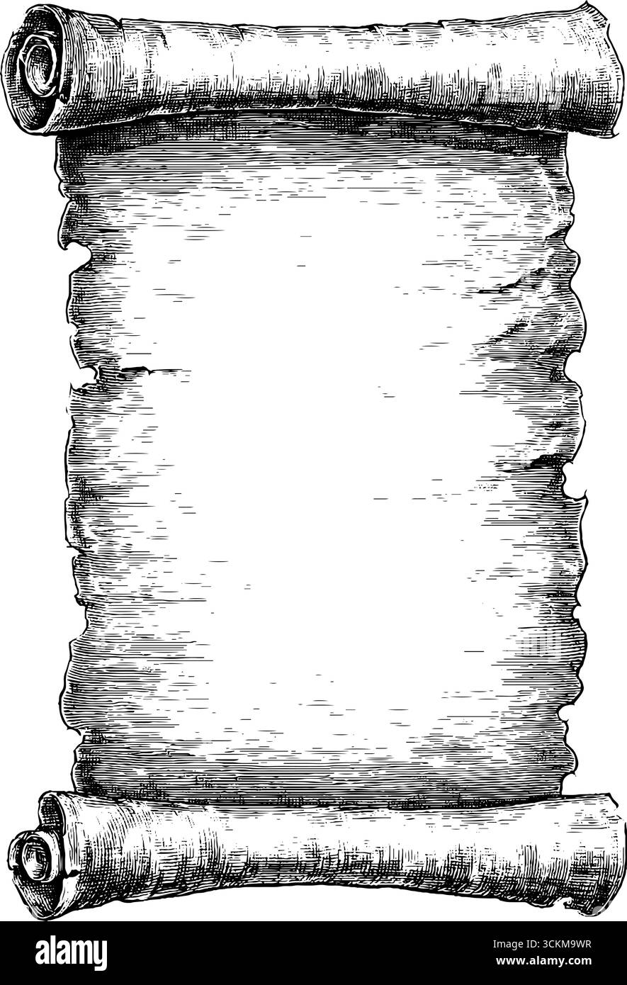 Vintage scroll with abstract texture in black and white for retro ...