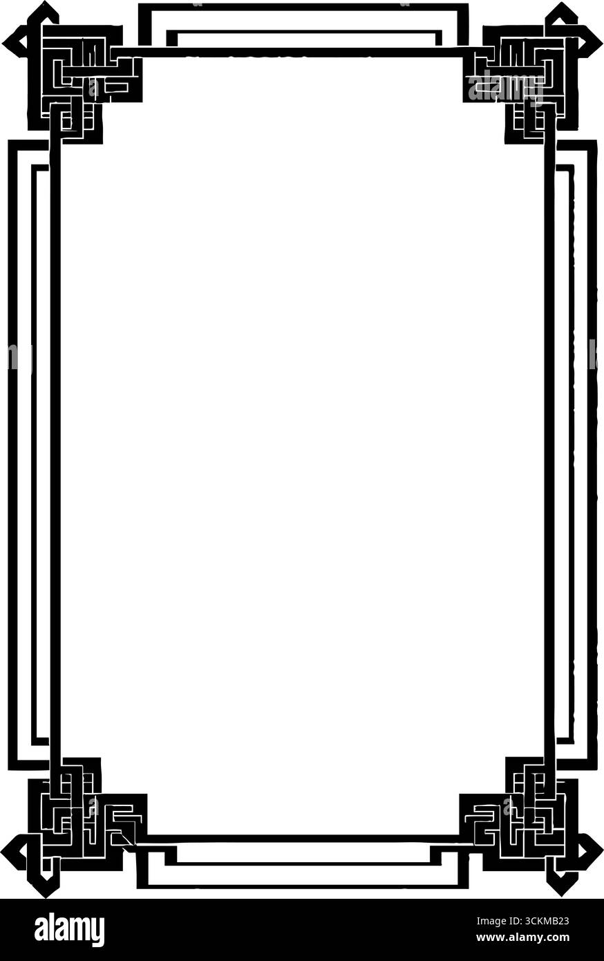 Vintage decorative border with zigzag paths and rounded corners for ...