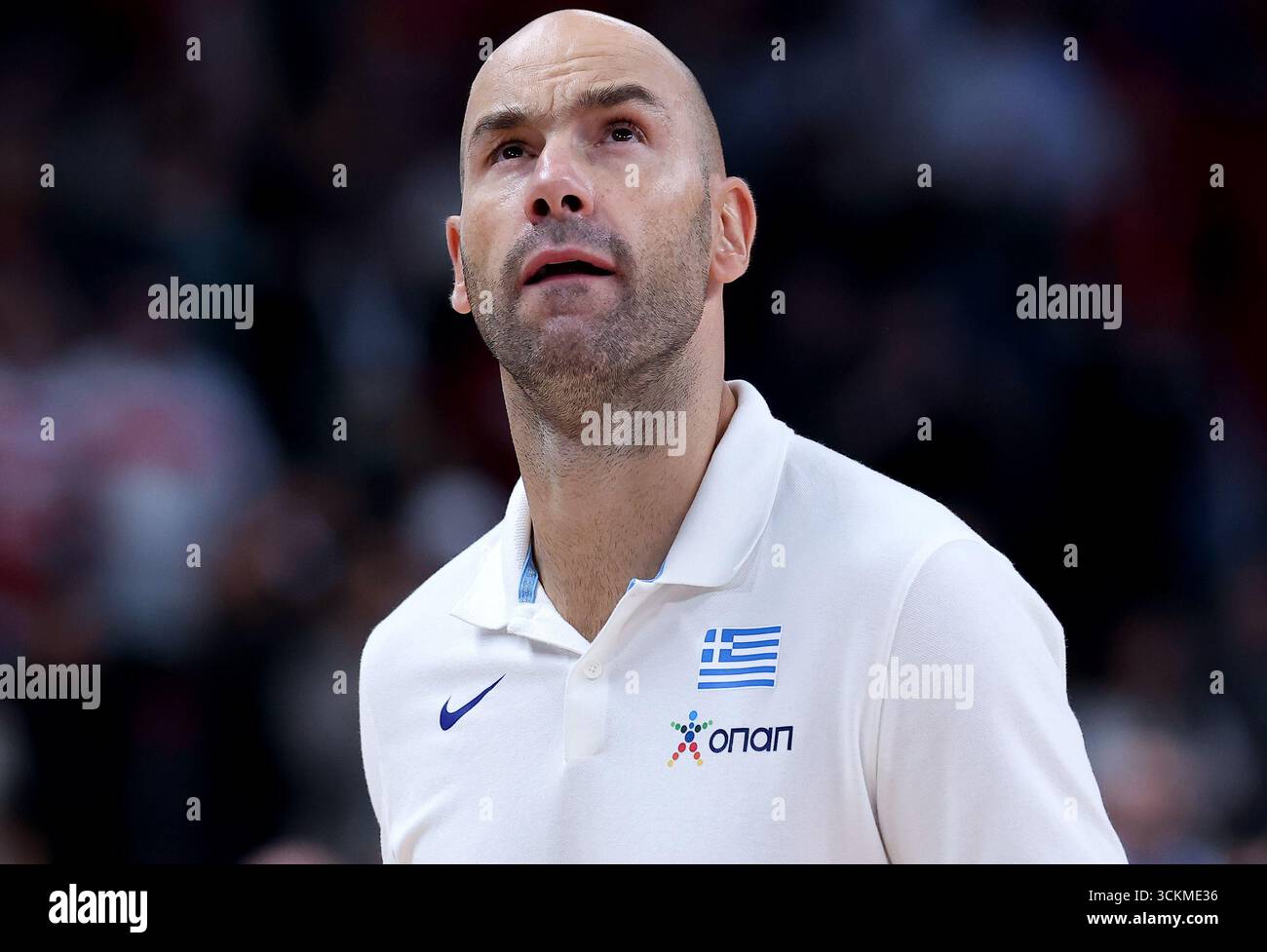 Greece's head coach Vasileios Spanoulis during FIBA Eurobasket 2025 ...