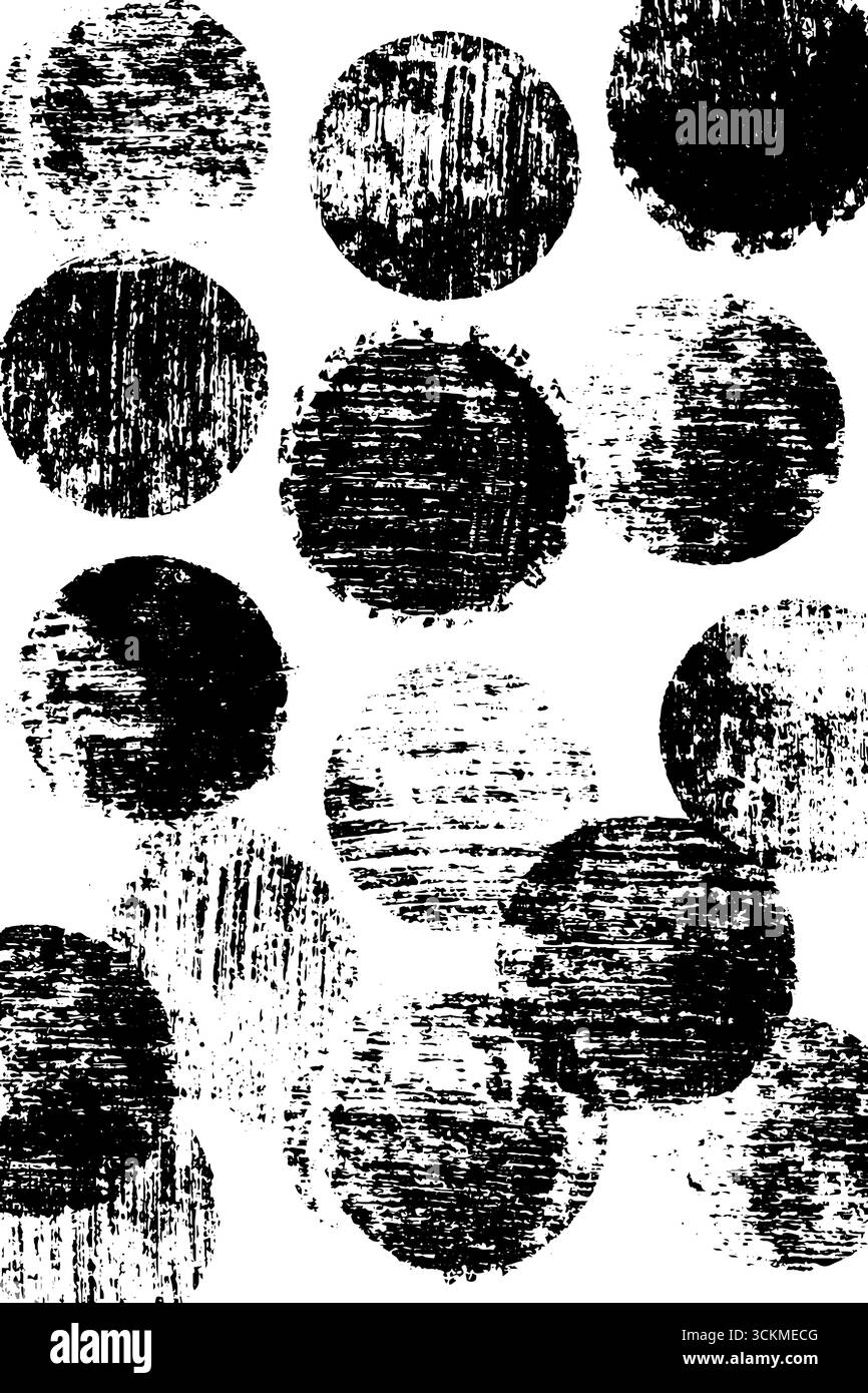 Retro black and white polka dot pattern with grunge distressed texture ...