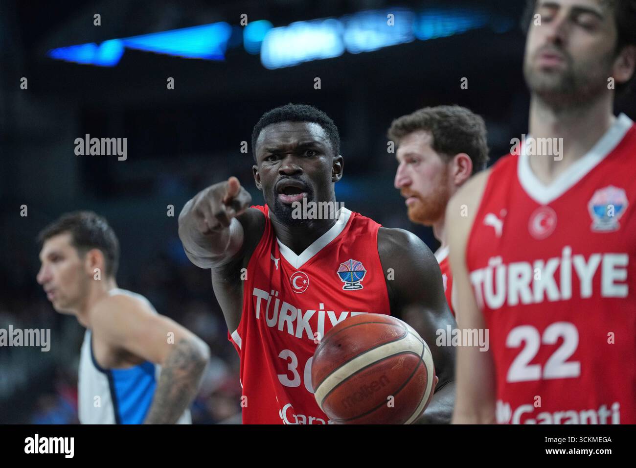 Turkey's Adem Bona reacts during the Eurobasket, European Basketball ...