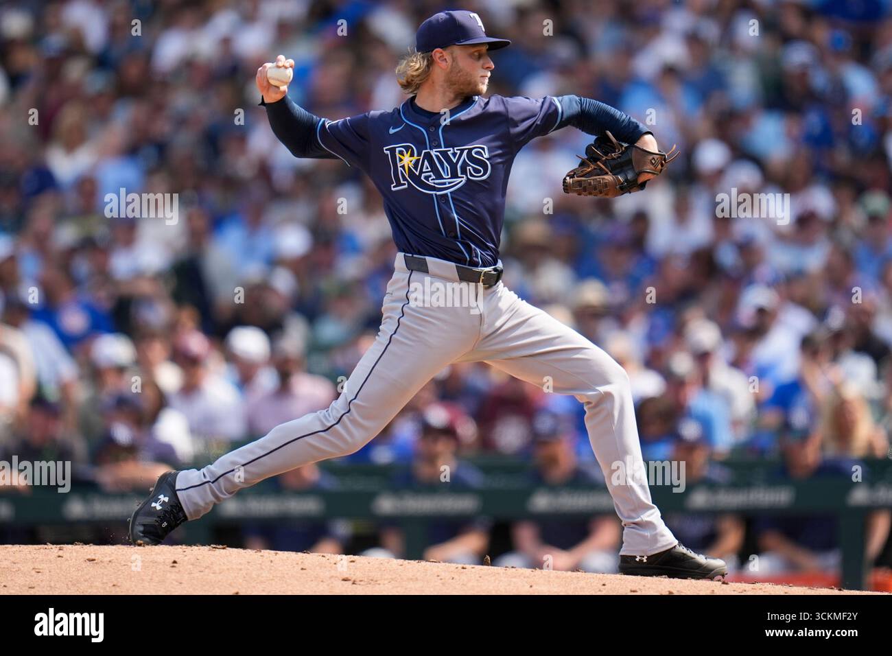 Tampa Bay Rays starting pitcher Shane Baz (11) throws against the ...