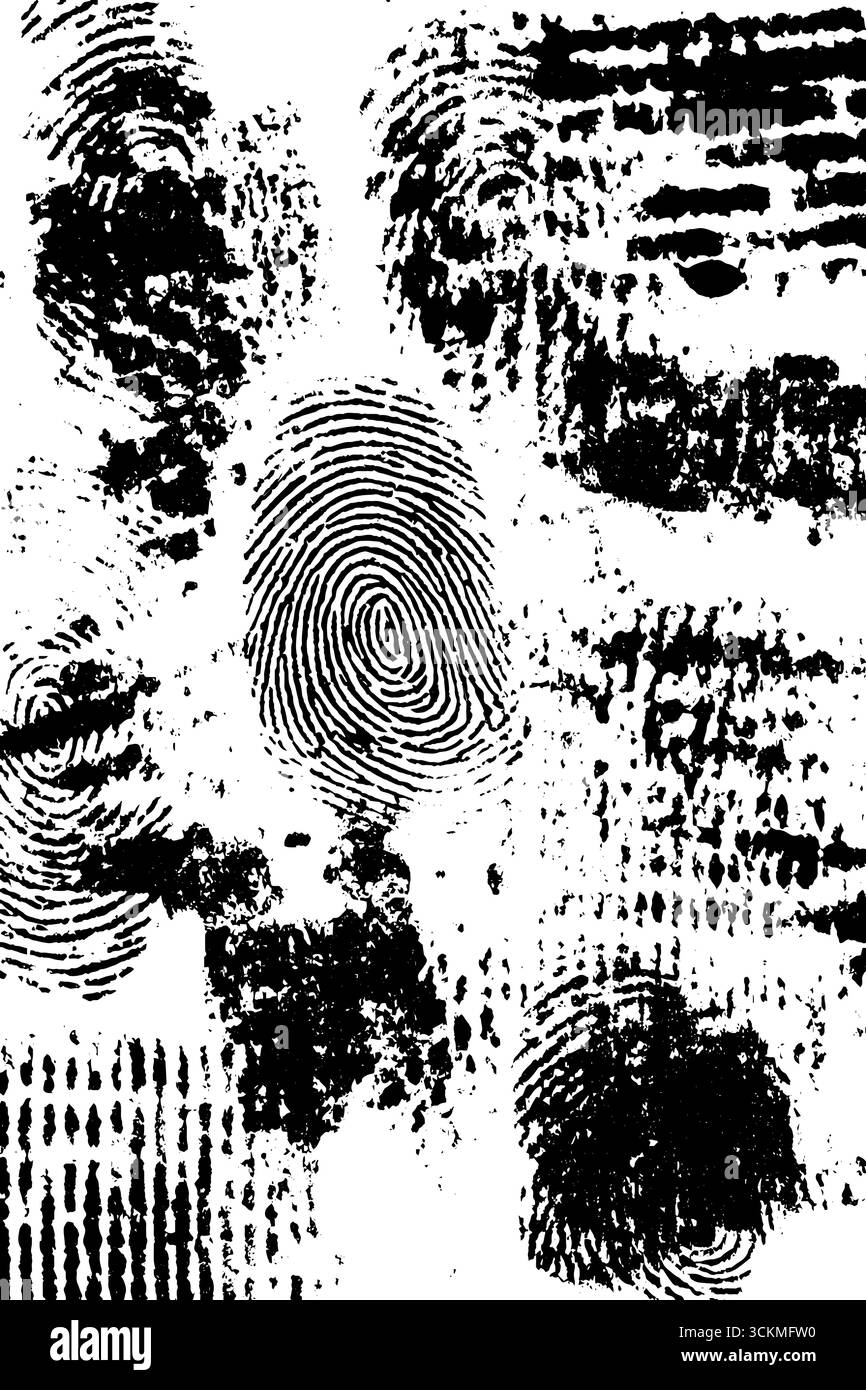 Black and white fingerprint texture overlay for grunge effect design ...