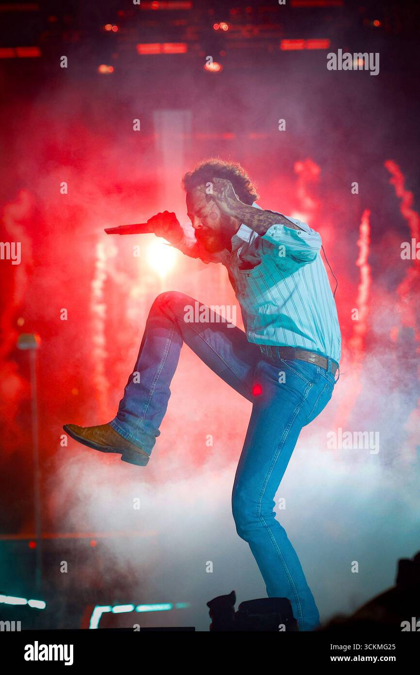 Singer Post Malone, during a concert at the Estadi Olímpic Lluís ...
