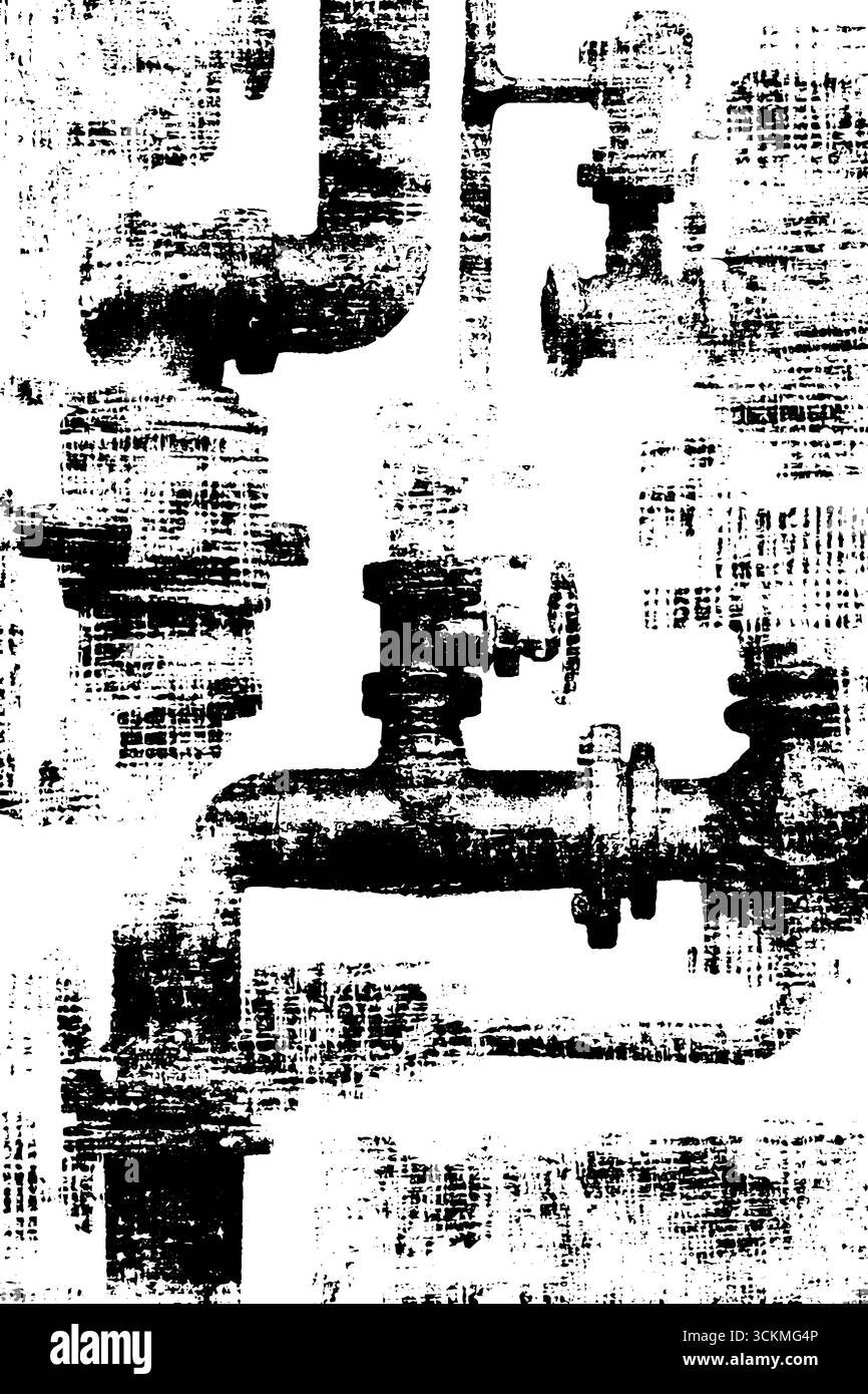 Black and white industrial factory textures featuring distressed pipes ...