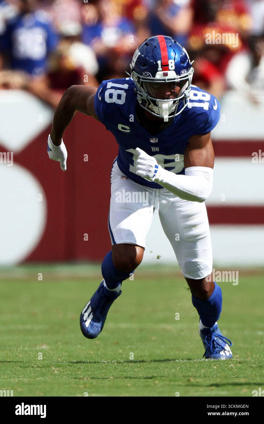 New York Giants wide receiver Darius Slayton (18) runs a route during ...