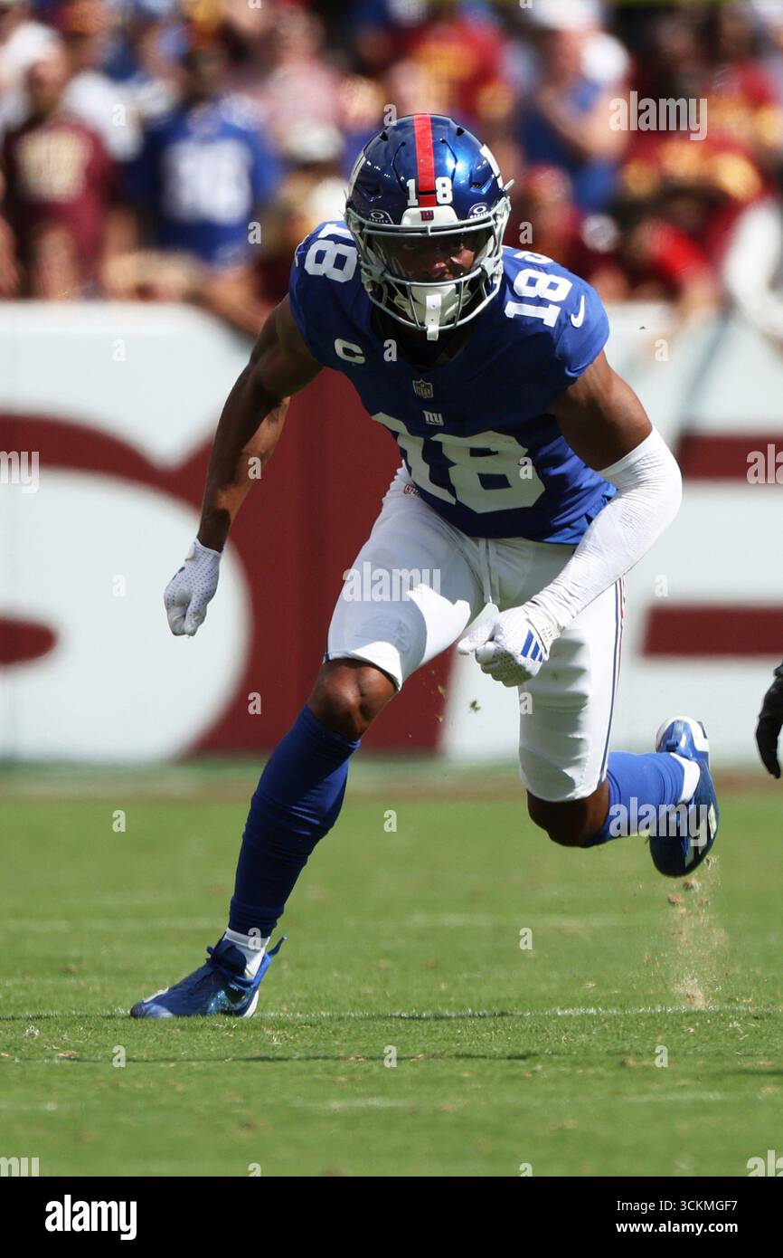 New York Giants wide receiver Darius Slayton (18) runs a route during ...