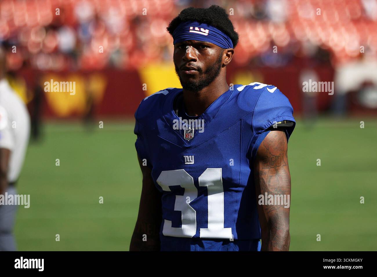 New York Giants cornerback Nic Jones (31) looks on after an NFL ...