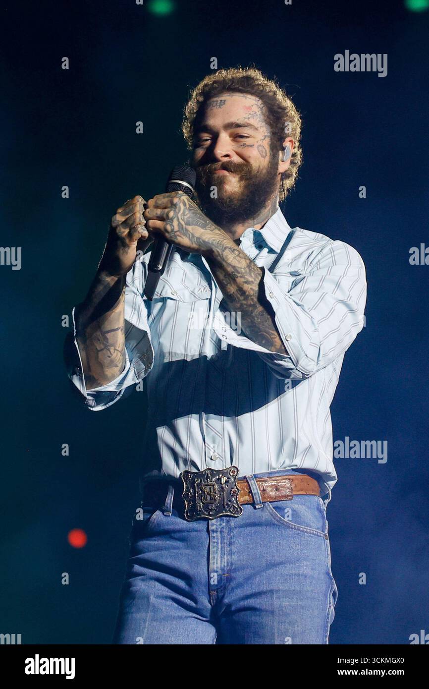 Singer Post Malone, during a concert at the Estadi Olímpic Lluís ...