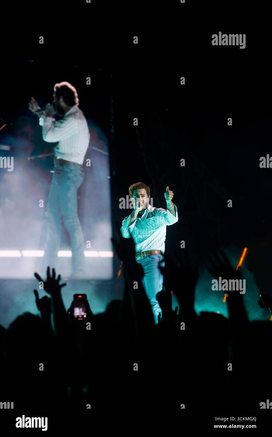 Singer Post Malone, during a concert at the Estadi Olímpic Lluís ...