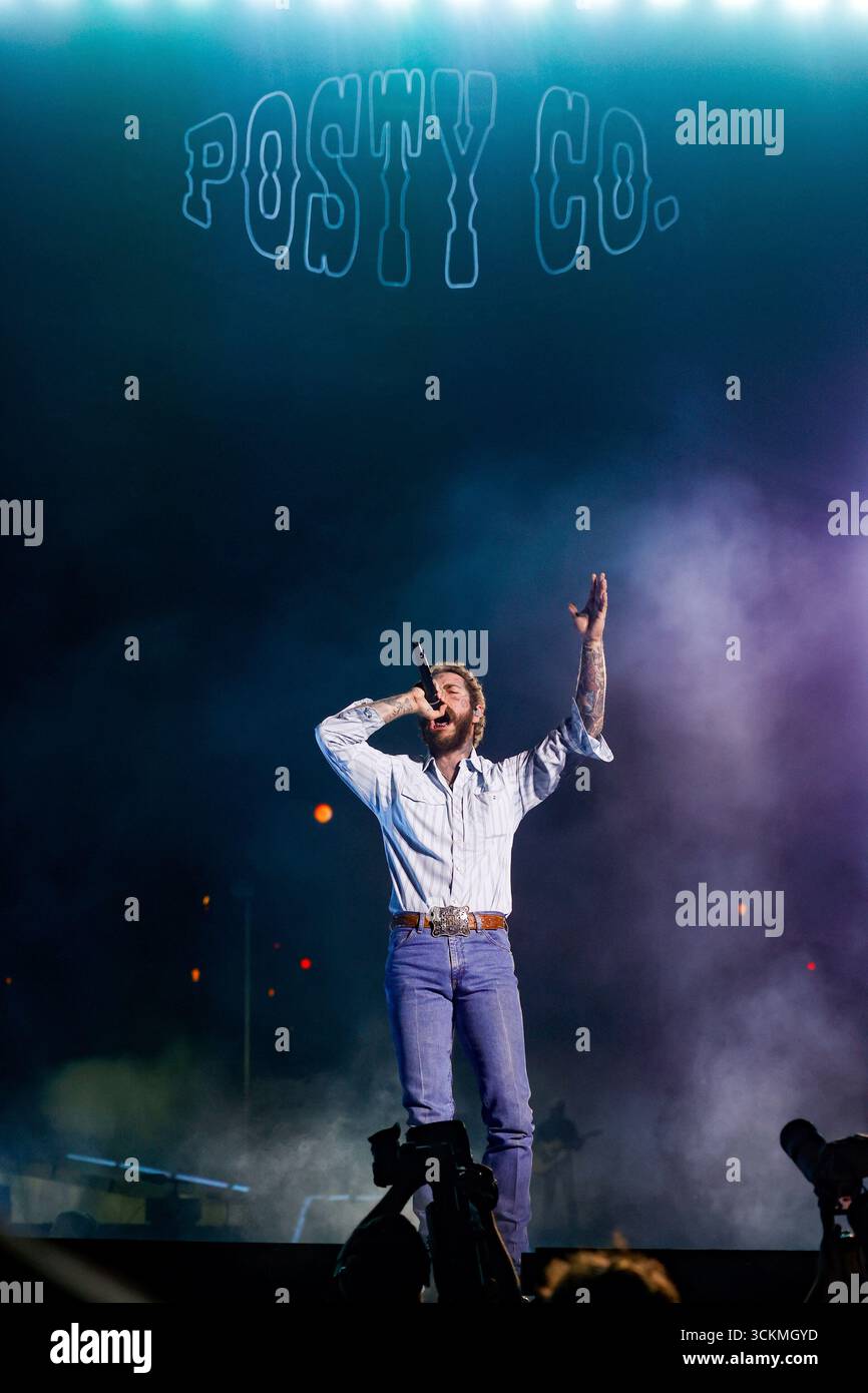 Singer Post Malone, during a concert at the Estadi Olímpic Lluís ...