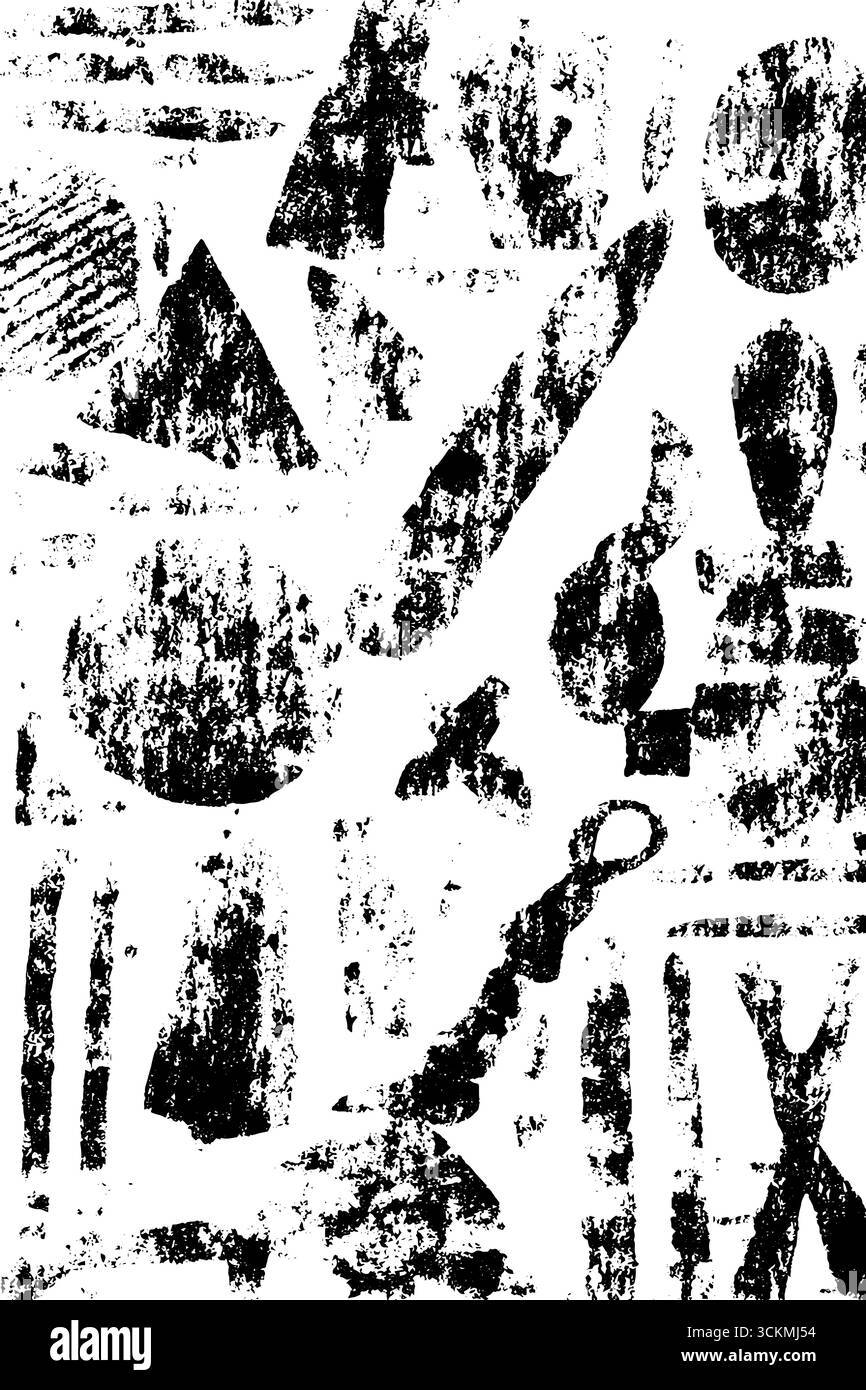 Black and white abstract cave symbols drawing for artistic background ...