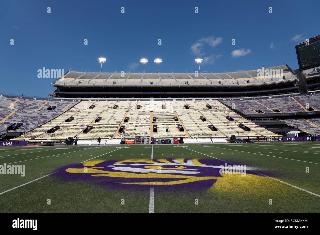 A general inside stadium view, GV, of the midfield logo at Tiger ...