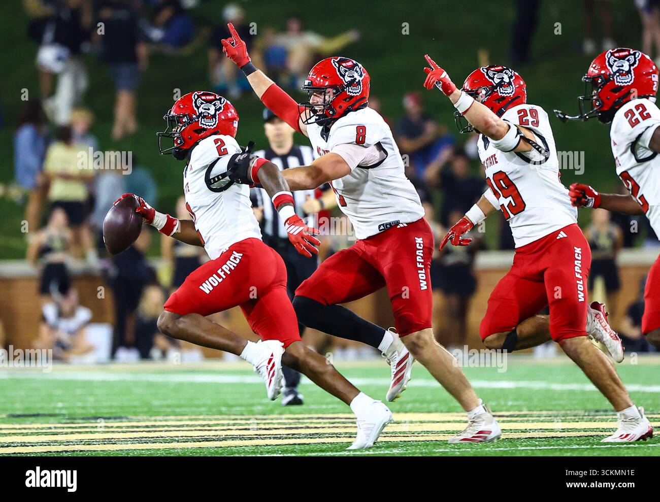 September 11,2025: NC State saftey Ronnie Royal III (2) celebrates ...