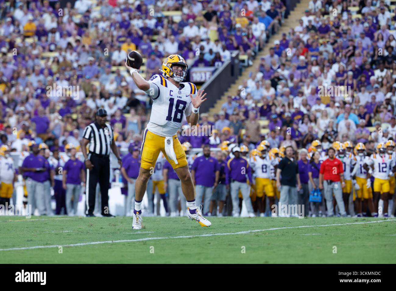 LSU quarterback Garrett Nussmeier (18) looks to pass during an NCAA ...