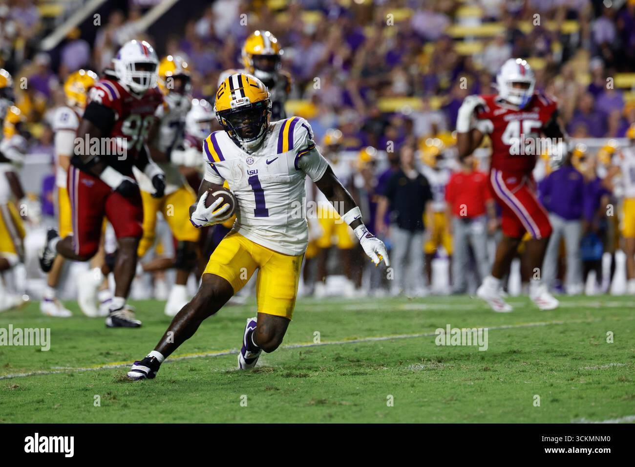 LSU wide receiver Aaron Anderson (1) carries the ball during an NCAA ...
