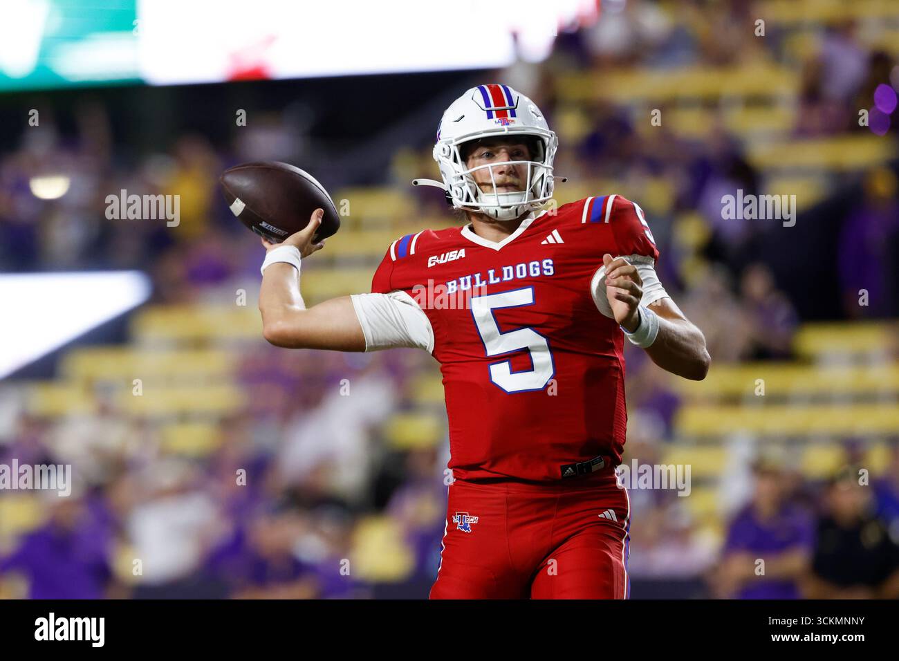 Louisiana Tech quarterback Blake Baker (5) looks to pass during an NCAA ...