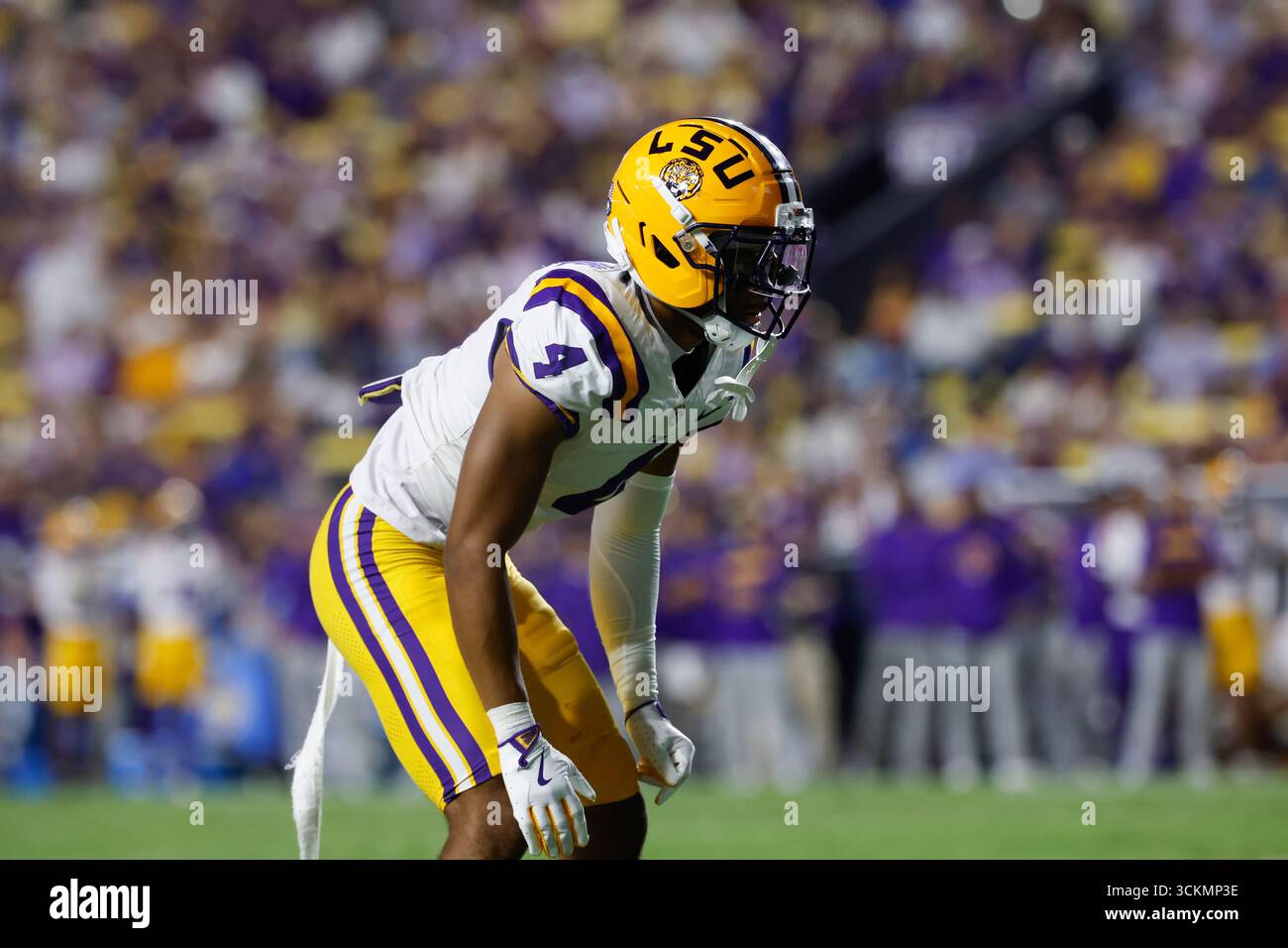 LSU defensive back Mansoor Delane (4) lines up for the snap during an ...