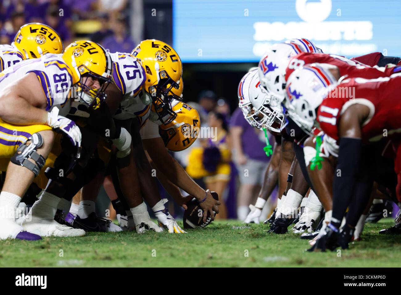 LSU line of scrimmage during an NCAA college football game against ...