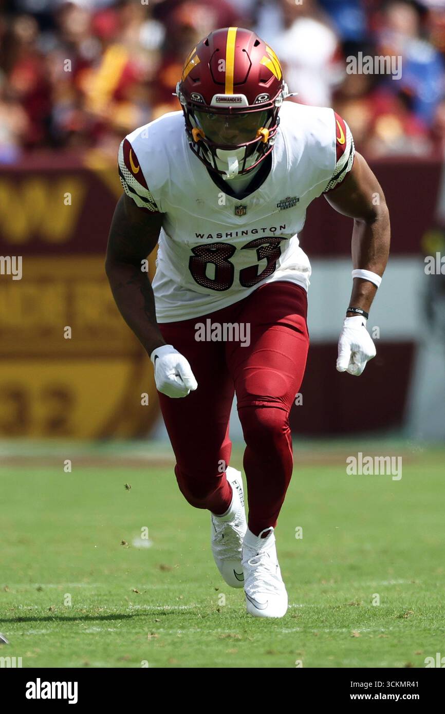 Washington Commanders wide receiver Jaylin Lane (83) runs a route ...