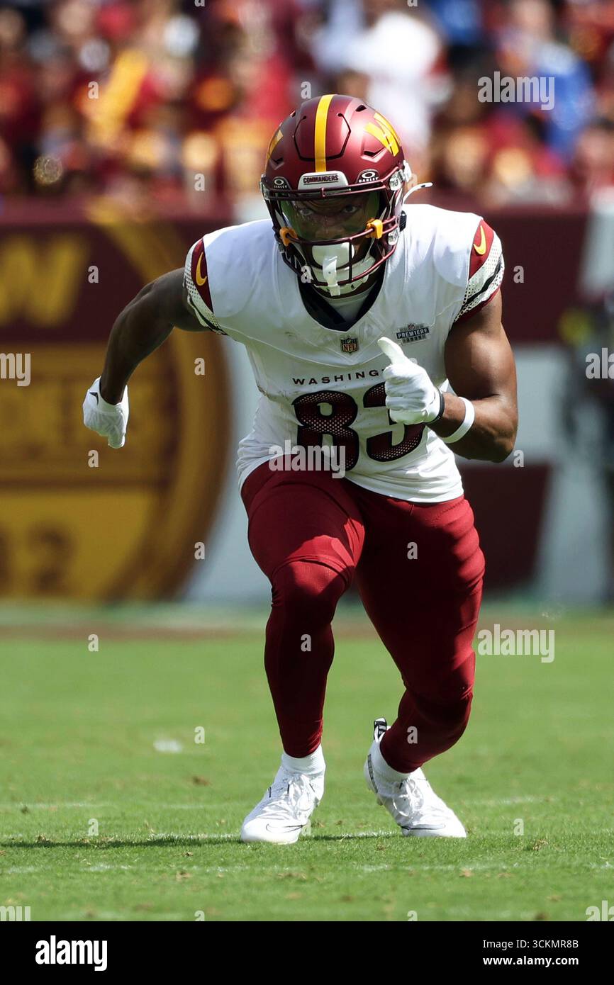 Washington Commanders wide receiver Jaylin Lane (83) runs a route ...