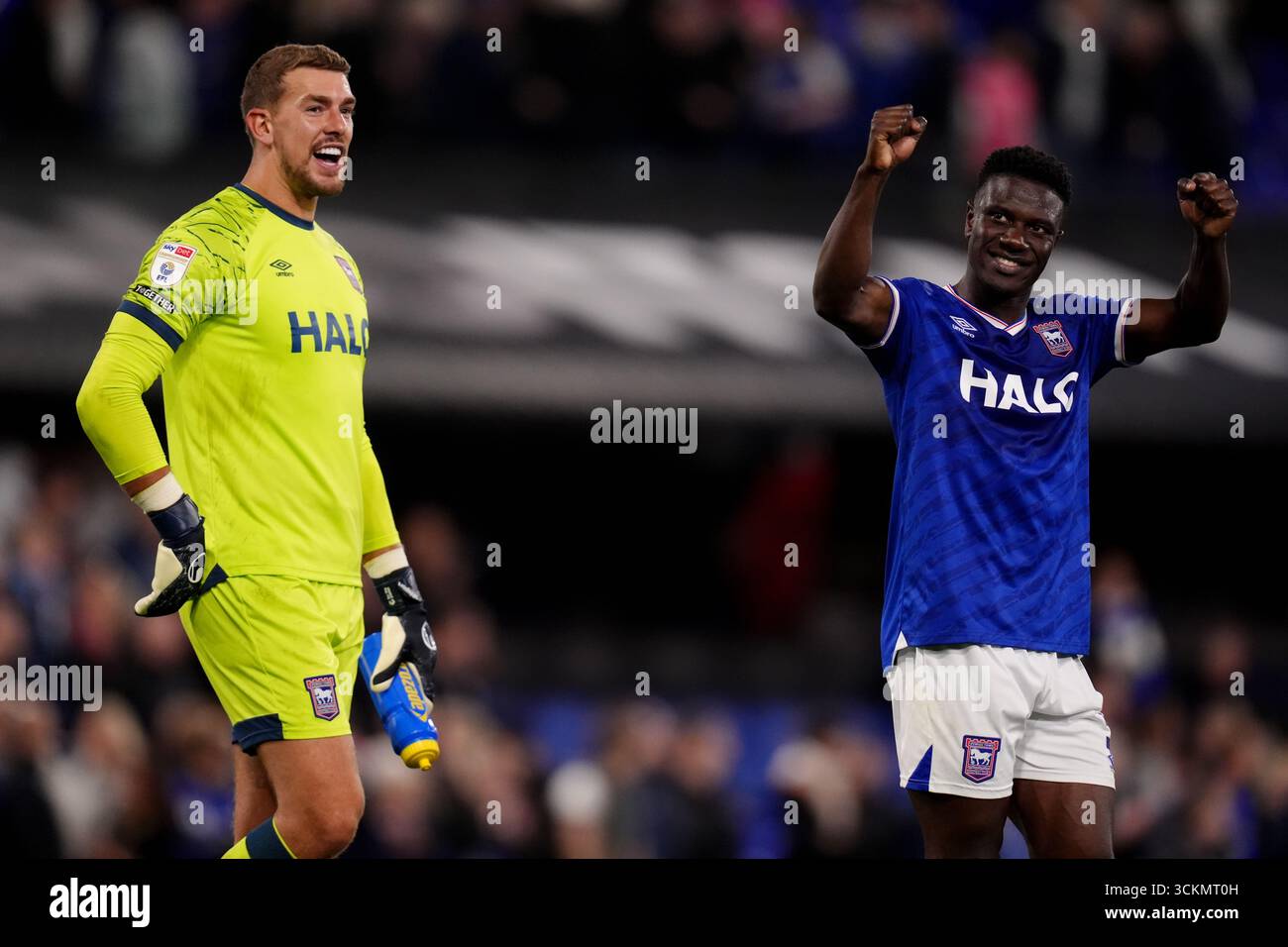 Ipswich Town's Azor Matusiwa (right) celebrates at the final whistle ...
