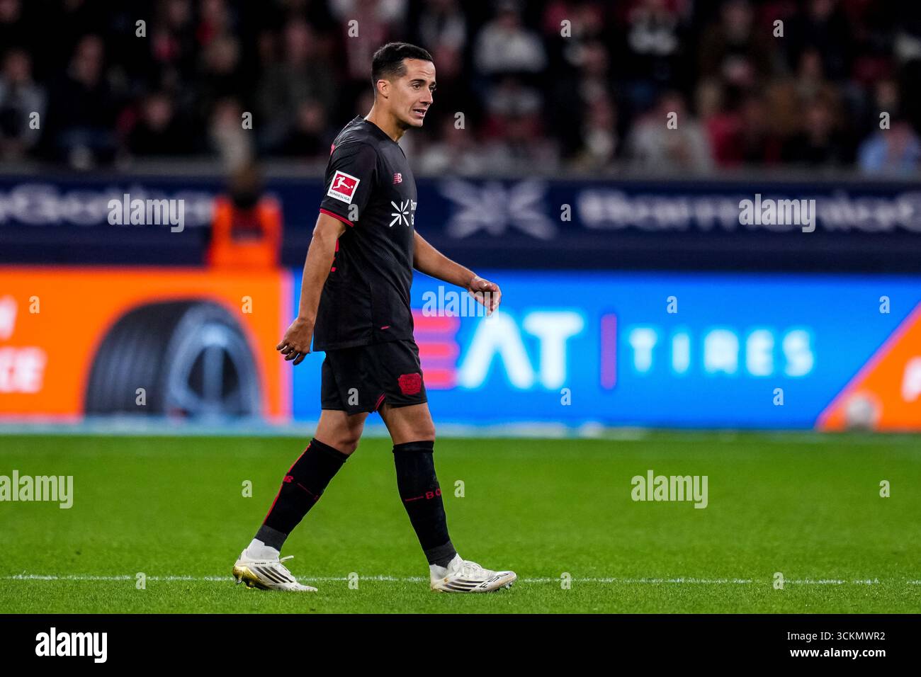 LEVERKUSEN, GERMANY - SEPTEMBER 12: Lucas Vazquez of Bayer 04 ...