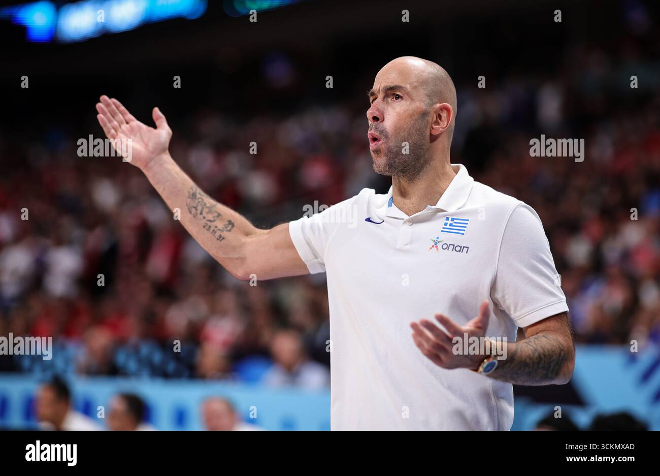 RIGA, LATVIA - SEPTEMBER 12: Vasileios Spanoulis head coach of Greece ...