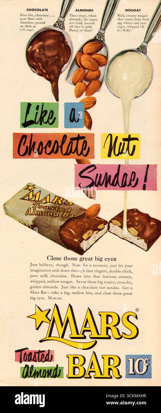 Mars bar ad 1950s hi-res stock photography and images - Alamy