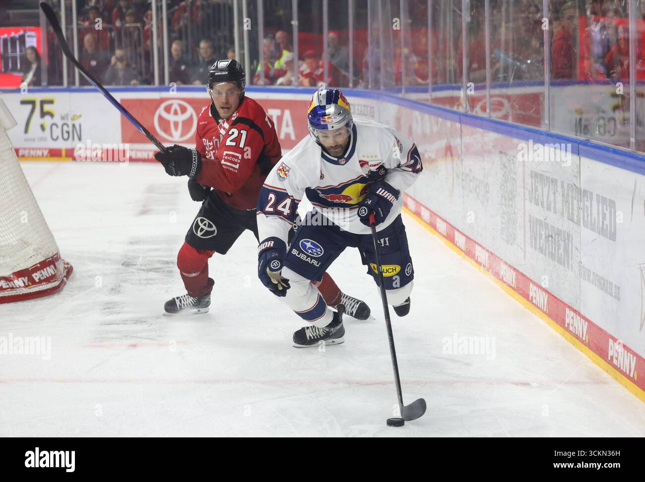 v.l. Juhani Tyrväinen (Koelner Haie, #21), Ryan Murphy (Red Bull ...