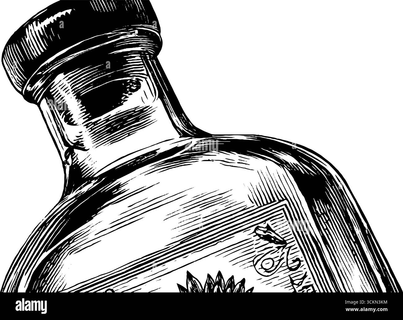 Engraved tequila bottle design for beverage and packaging art Stock ...