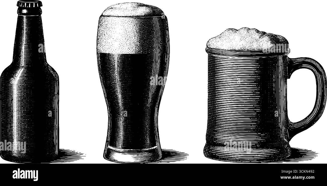 Vintage engraved set lager hi-res stock photography and images - Alamy
