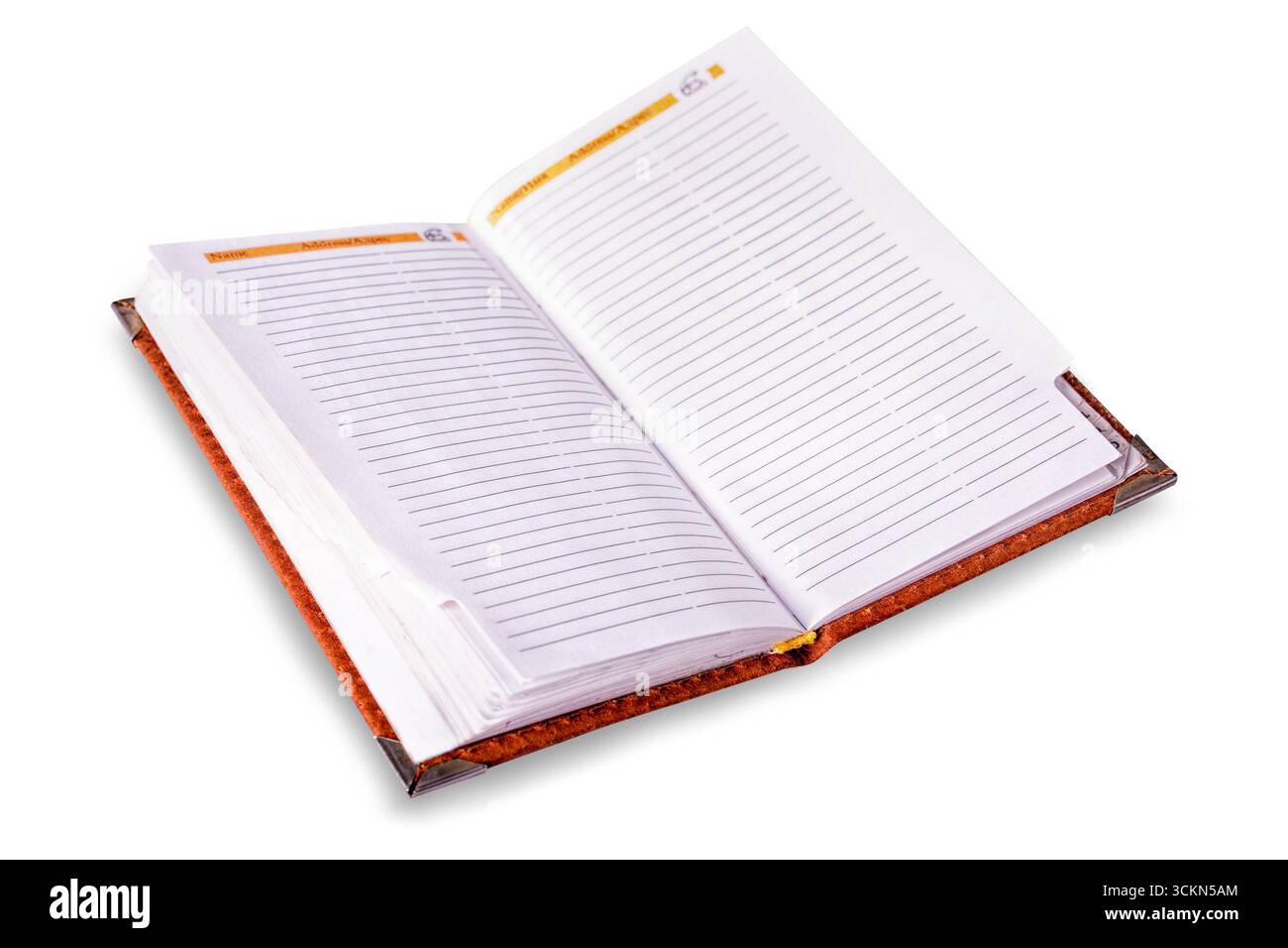 Open pocket-book, diary, note book on white background, isolated Stock ...