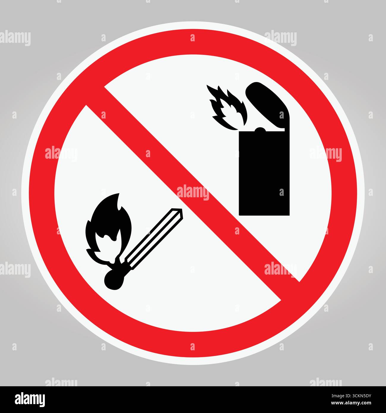 A cautionary sign illustrating a prohibition against open flames ...