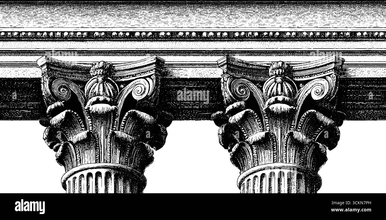 Classical corinthian facade engraving for architectural design Stock ...