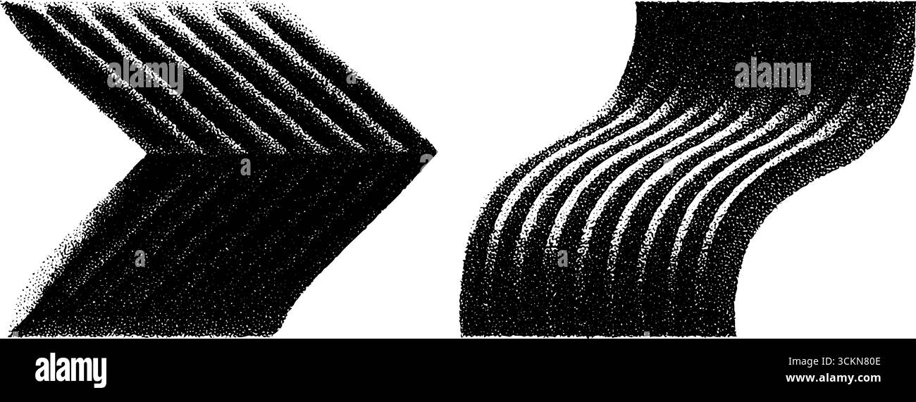 Intricate engraved illustration featuring folded arrow and curved ...