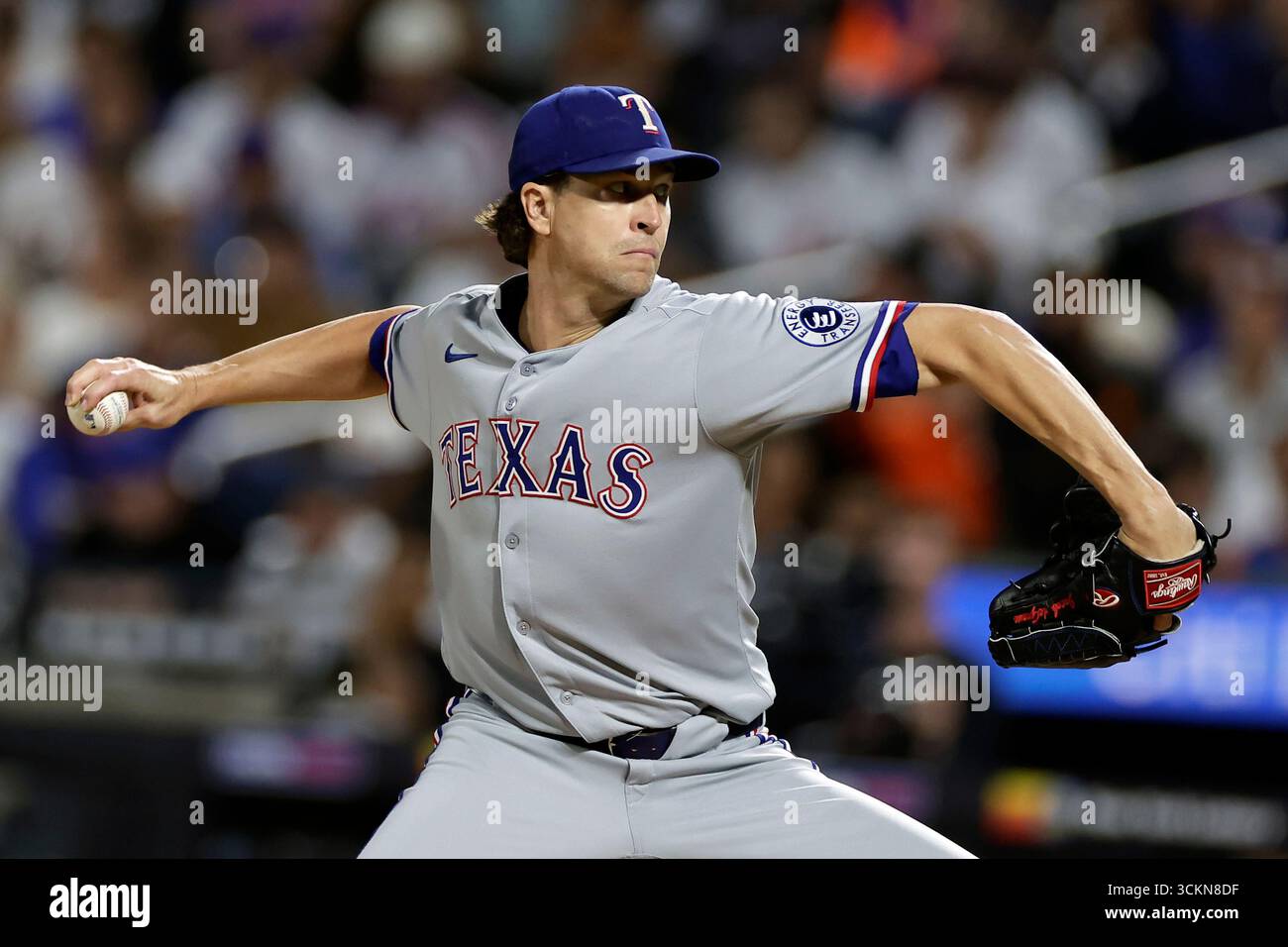 Texas Rangers pitcher Jacob deGrom throws during the first inning of a ...