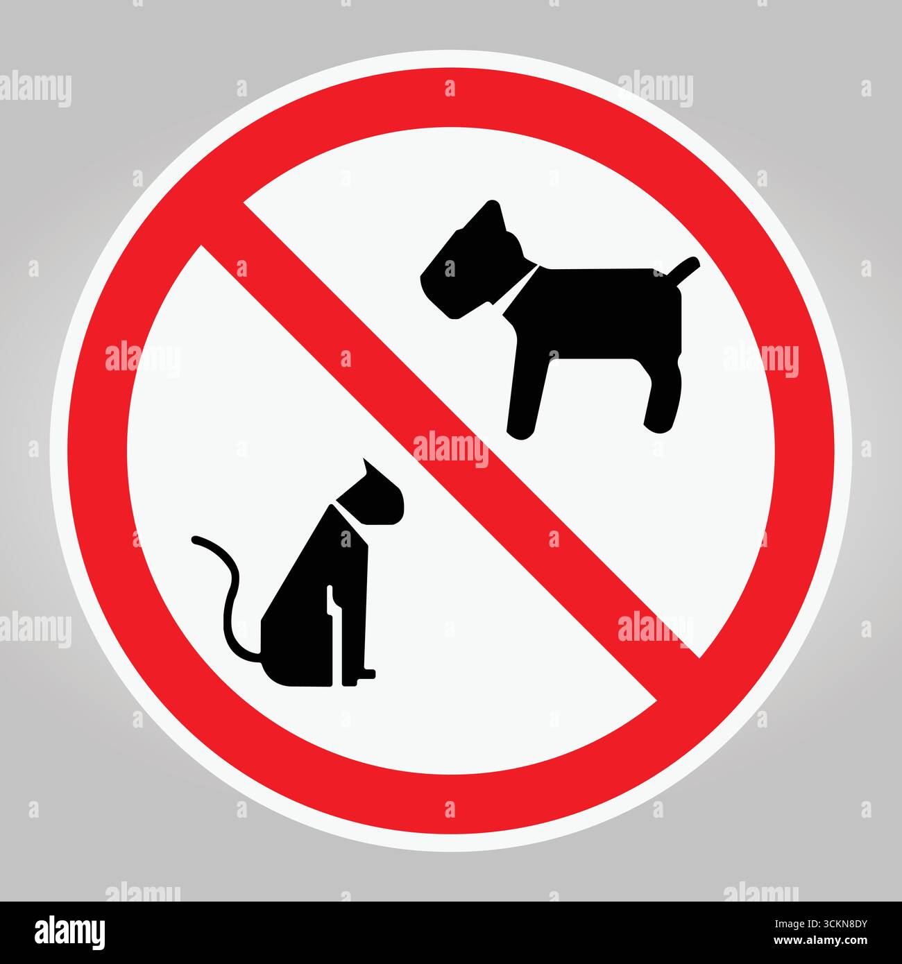 This image features a clear no dogs and cats allowed sign, using simple ...
