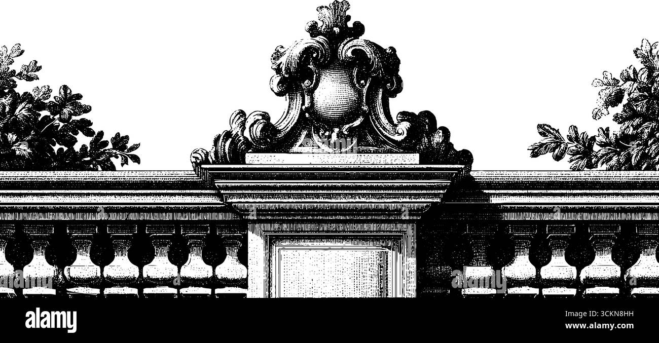 Ornate baroque palace facade architecture with decorative engravings ...