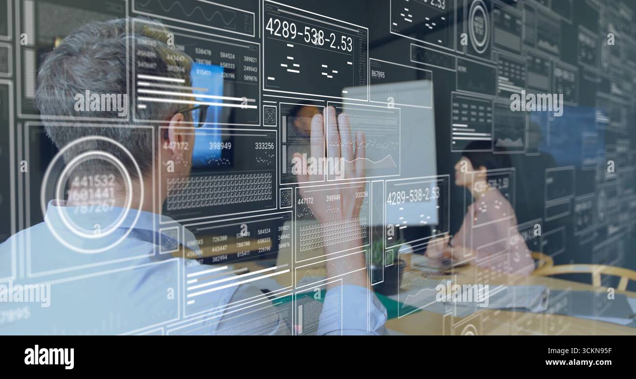 Collaborating professionals interacting interface hi-res stock ...