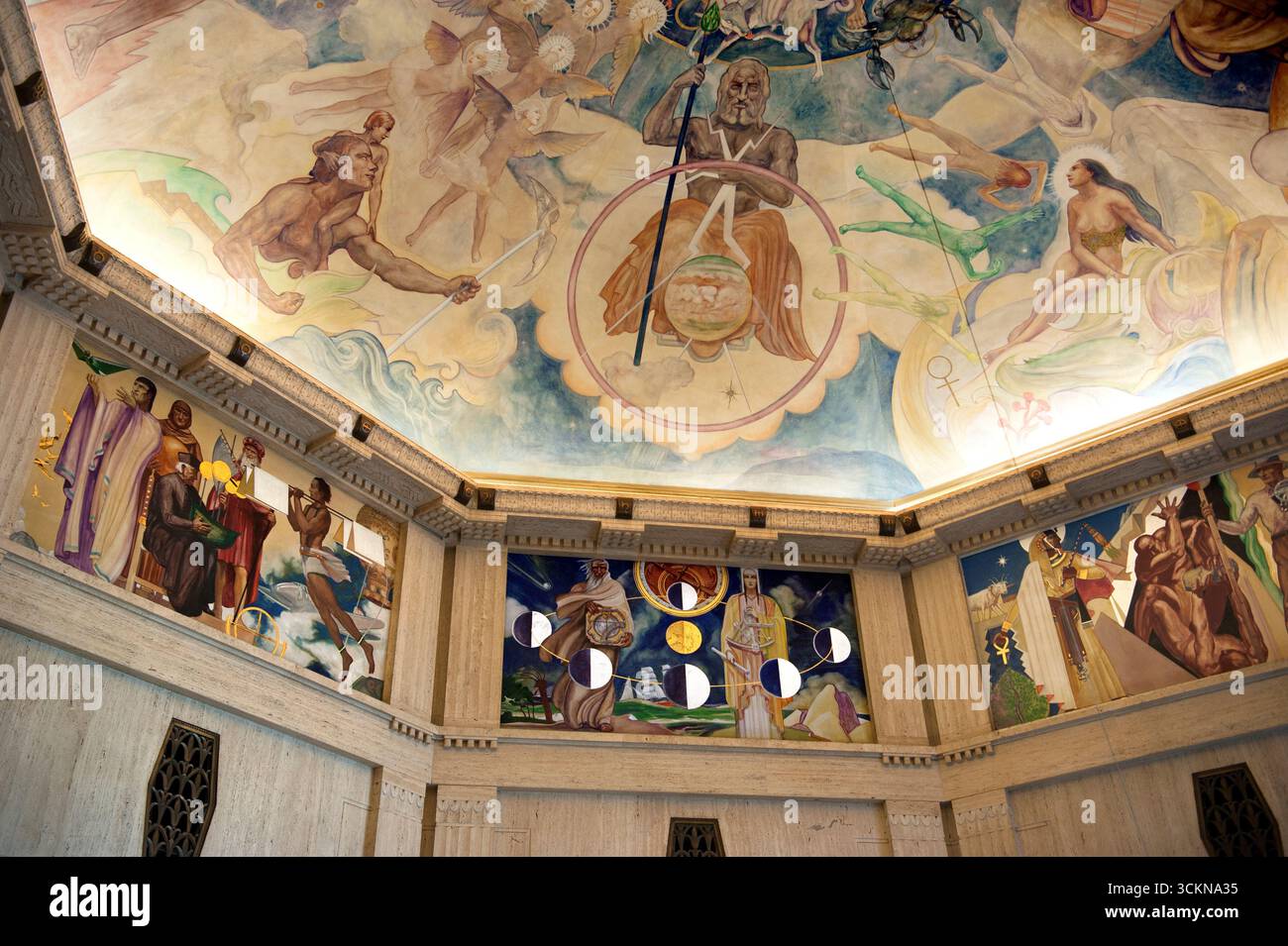 Art Deco mural painted by Hugo Ballin in 1934 at the pendulum in the ...