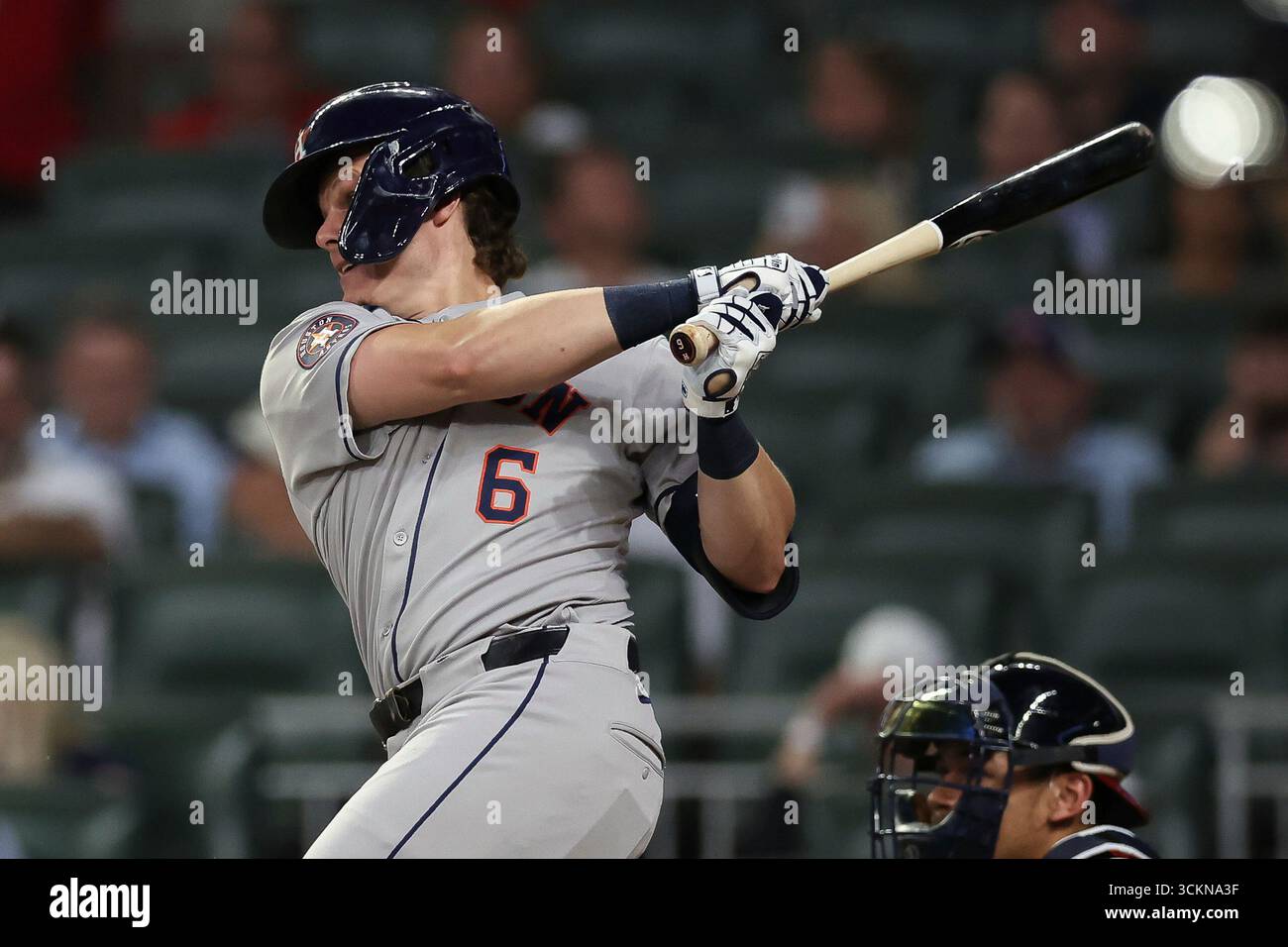 Houston Astros' Jake Meyers hits an RBI single in the fourth inning of ...