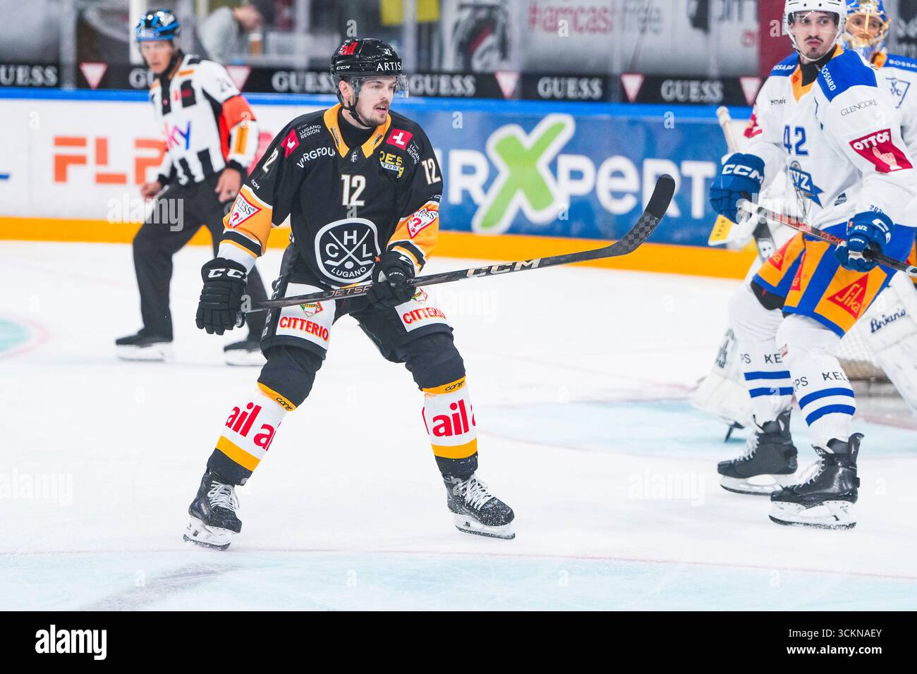 12/09/2025, Porza, Cornèr Arena, NL: HC Lugano - EV Zug, #12 Aleksi ...