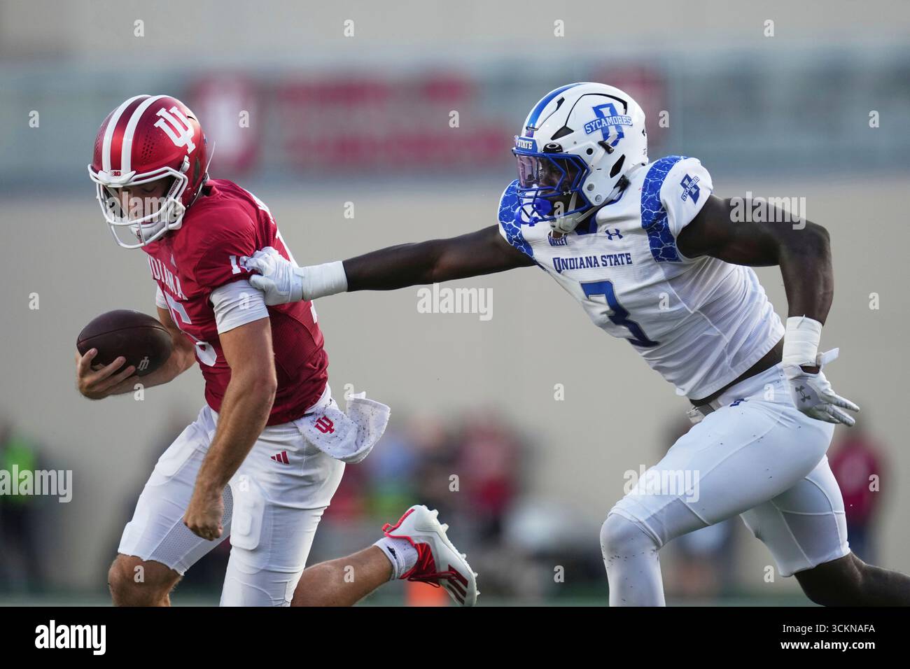 Indiana quarterback Fernando Mendoza (15) runs from Indiana State ...