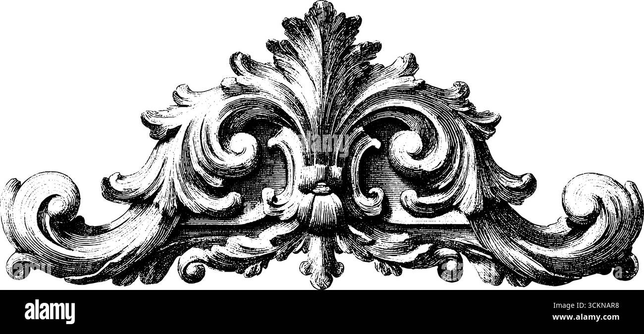 Ornate rococo facade design with intricate asymmetrical elements for ...