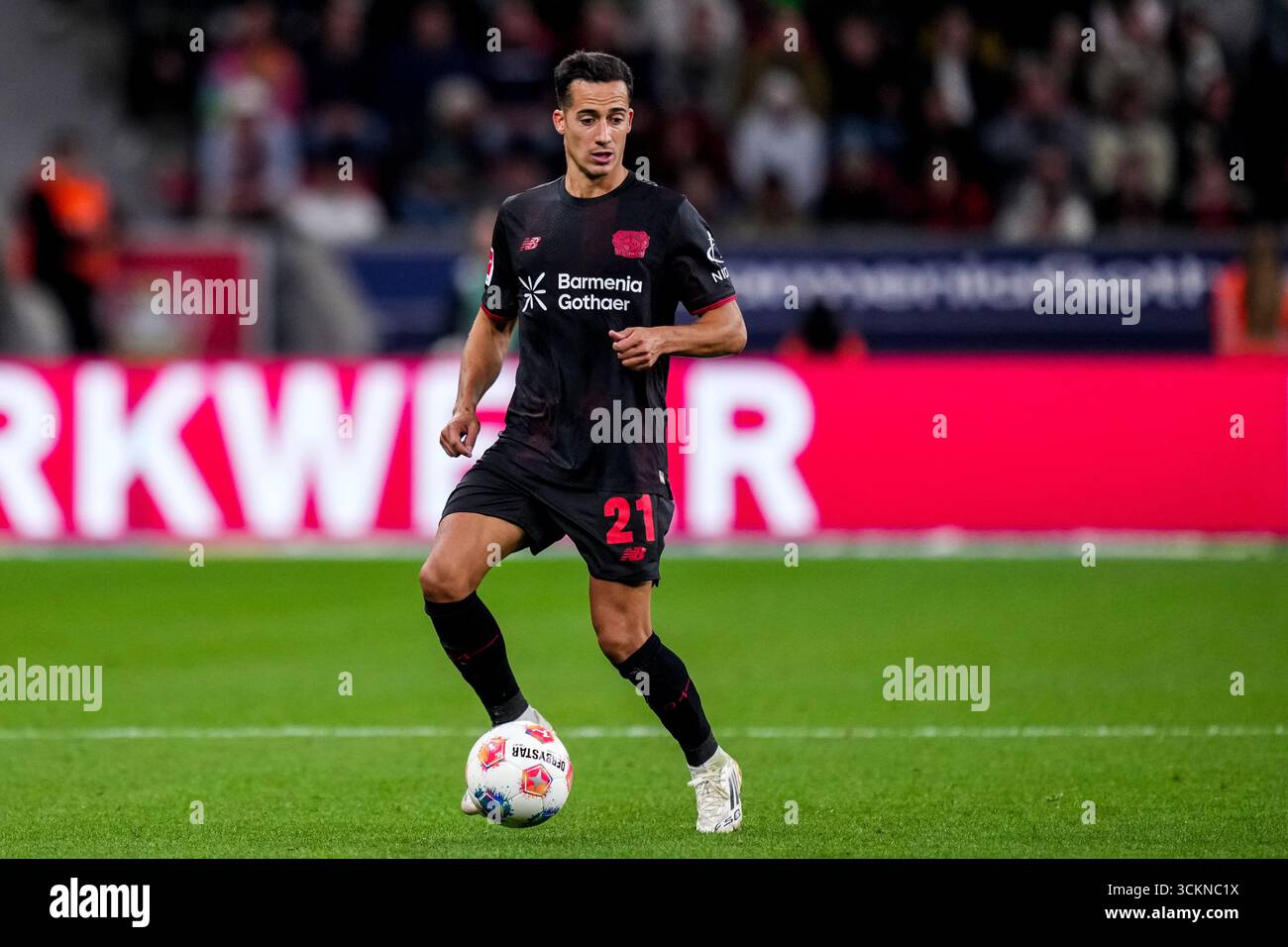 LEVERKUSEN, GERMANY - SEPTEMBER 12: Lucas Vazquez of Bayer 04 ...